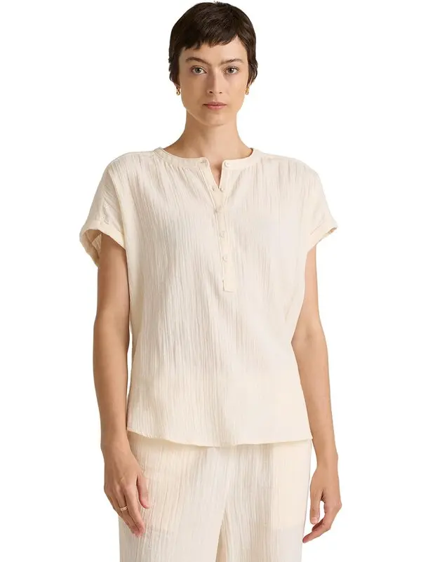 Quince Gauze Roll Sleeve Shirt - Vintage Cream