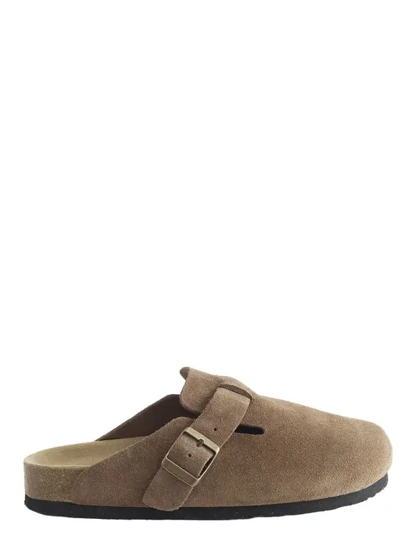 Quince Water Repellent Suede Clog Mule - Cafe