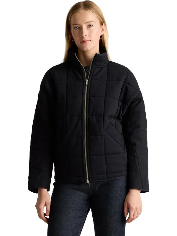 Quince Organic Cotton Quilted Knit Jacket - Black