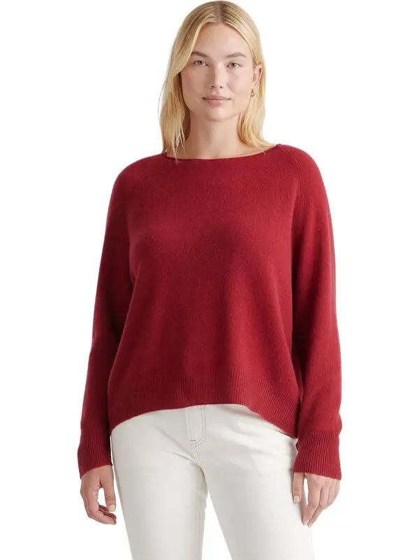 Quince Mongolian Spring Cashmere Boatneck Sweater - Crimson