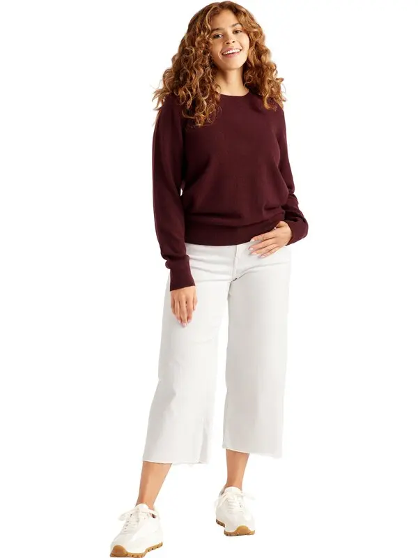 Quince Cashmere Crewneck Sweater - Burgundy