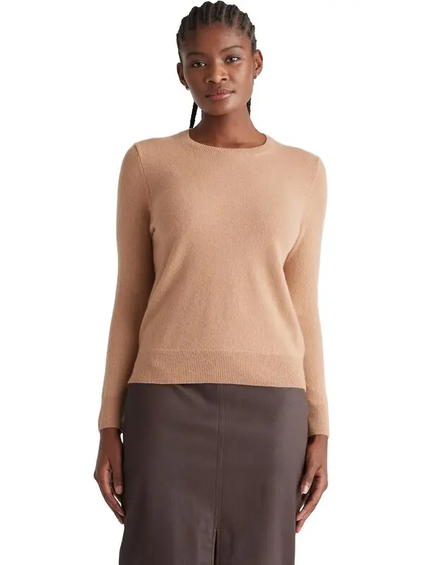 Quince Cashmere Crewneck Sweater - Camel