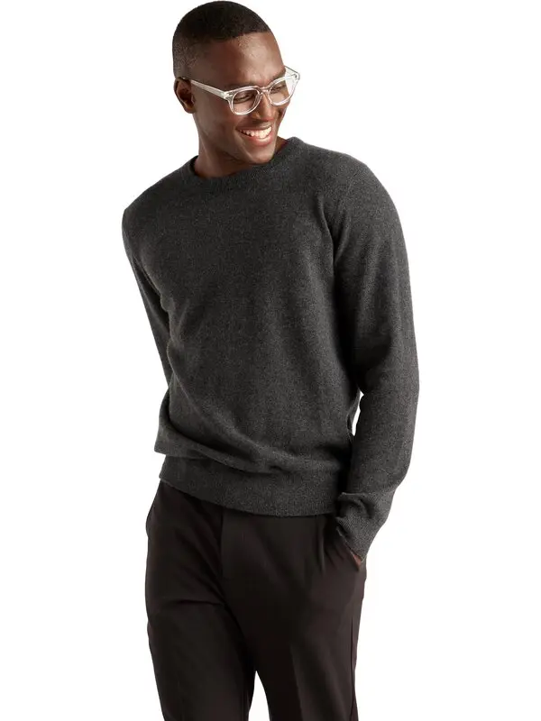 Quince Mongolian Spring Cashmere Crewneck Sweater - Charcoal