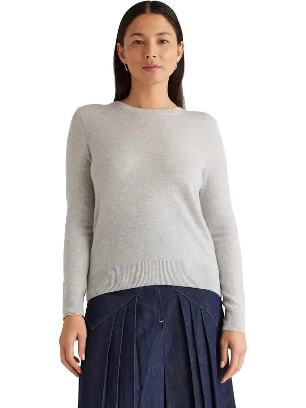 Quince Cashmere Crewneck Sweater - Heather Pale Grey