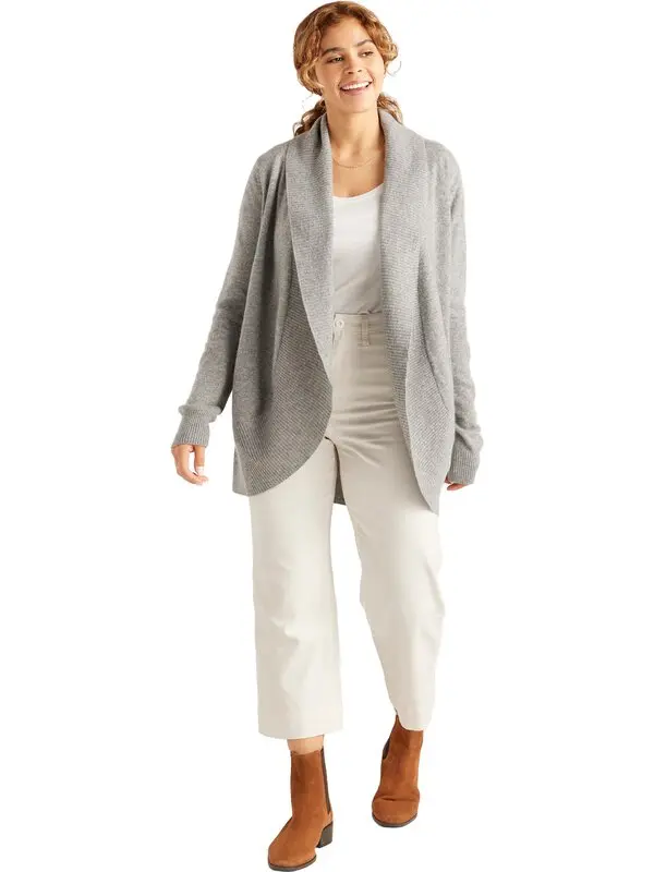 Quince Mongolian Spring Cashmere Open Cardigan Sweater - Heather Grey