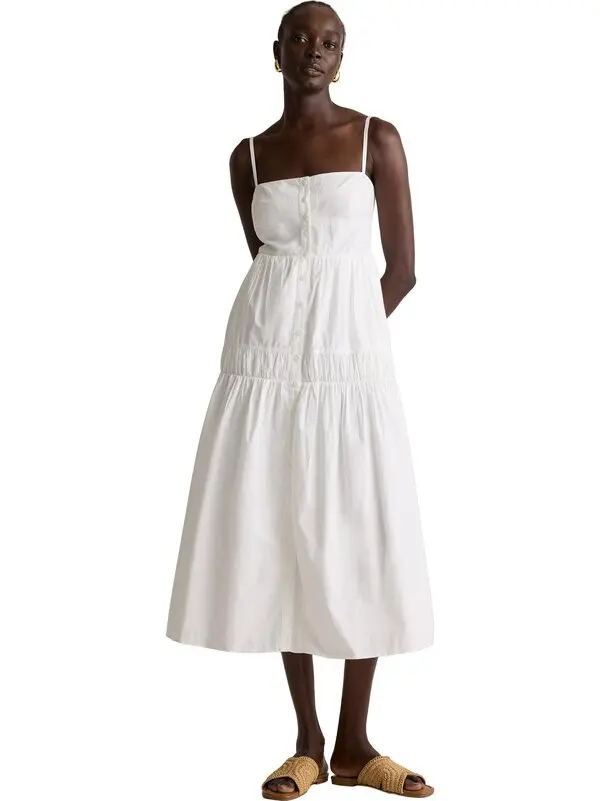 Quince Poplin Spaghetti Strap Maxi Dress - Classic White