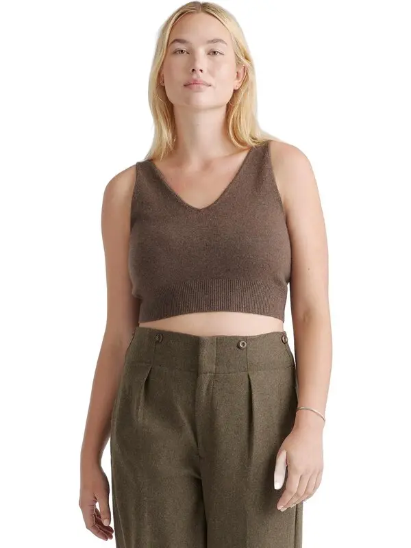 Quince Mongolian Spring Cashmere Cropped Tank Top - Brown
