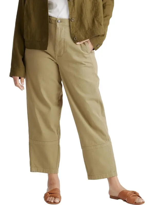 Quince Organic Stretch Cotton Twill Barrel Pants - Olive