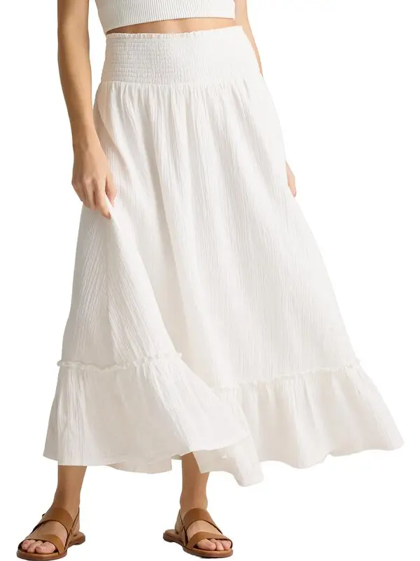 Quince Gauze Smocked Maxi Skirt - White
