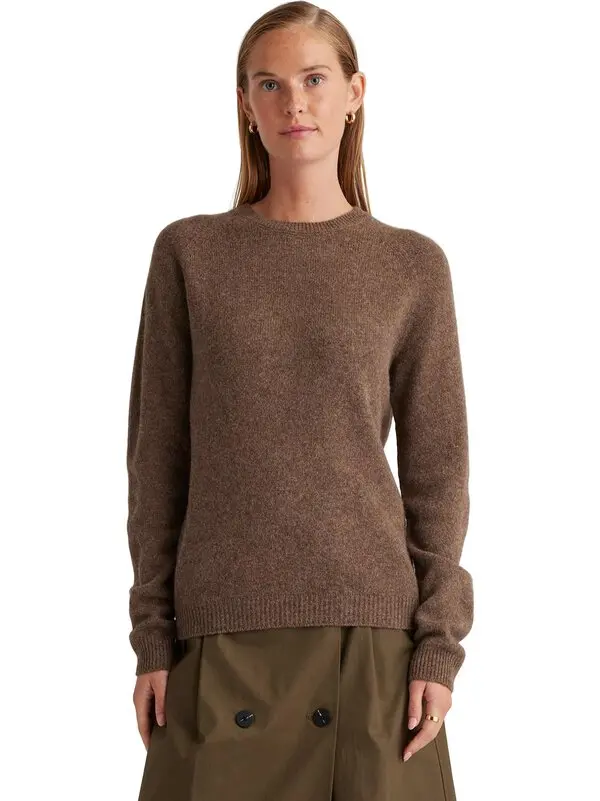 Quince 100% Yak Wool Crewneck Sweater - Heather Brown
