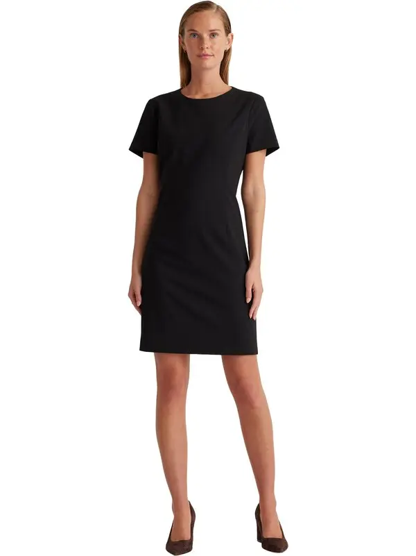 Quince Italian Wool Short Sleeve Dress - Black
