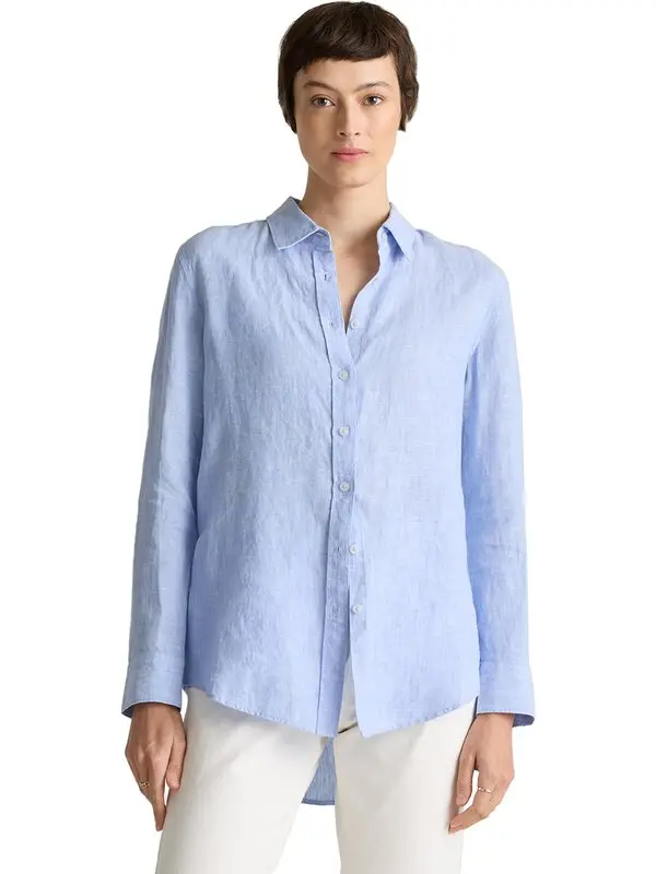 Quince 100% European Linen Long Sleeve Shirt - French Blue