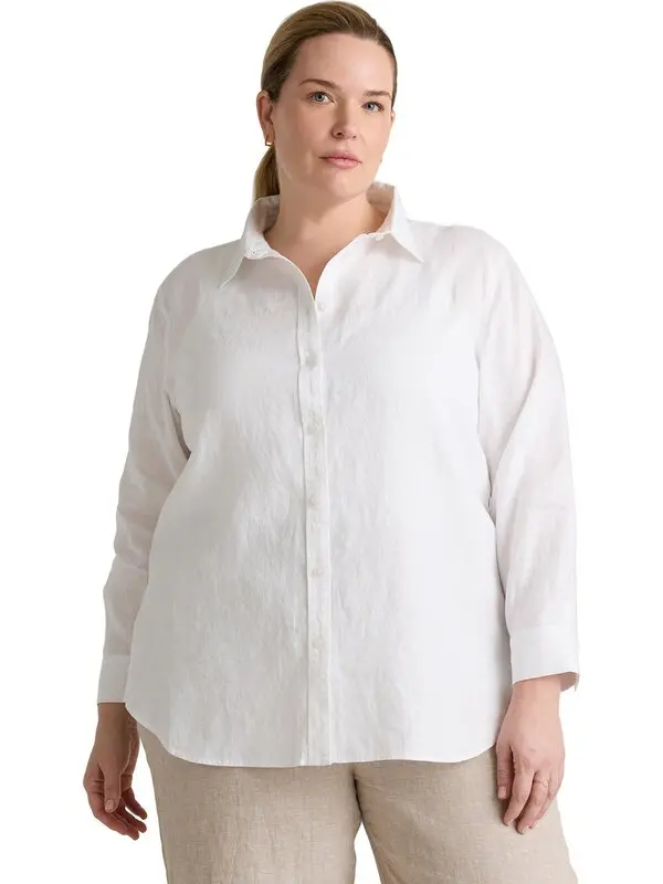 Quince 100% European Linen Long Sleeve Shirt - White