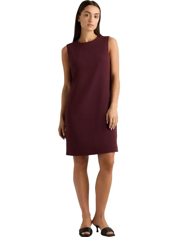 Quince Fluid Crepe Sleeveless Shift Dress - Wine Tasting Red