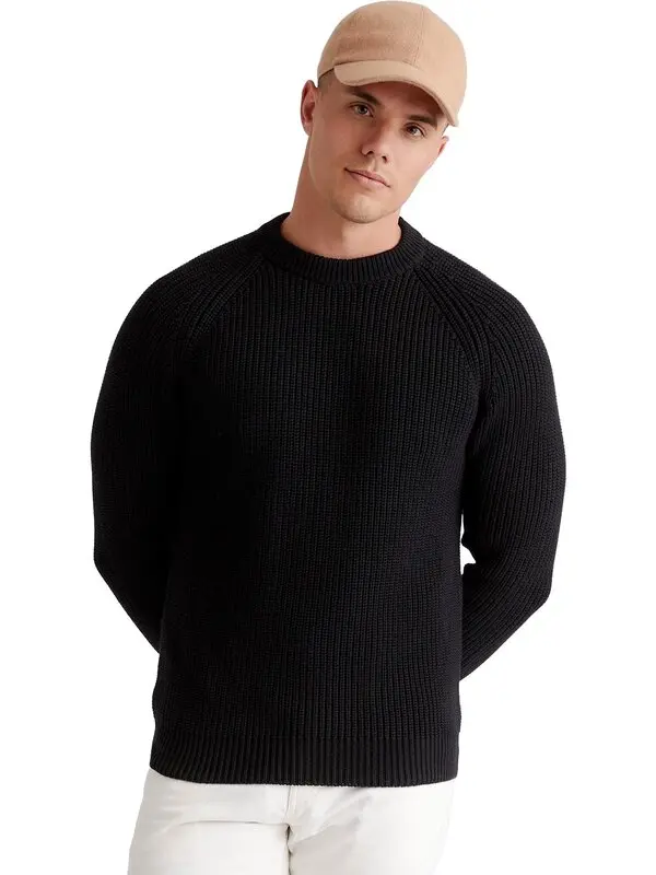 Quince Fisherman Crew Sweater - Black