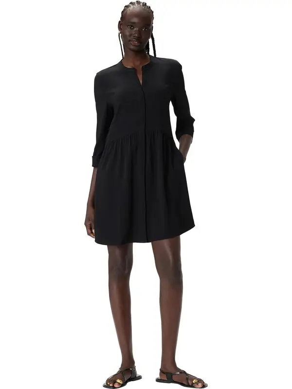 Quince Fluid Crepe Shirt Dress - Black
