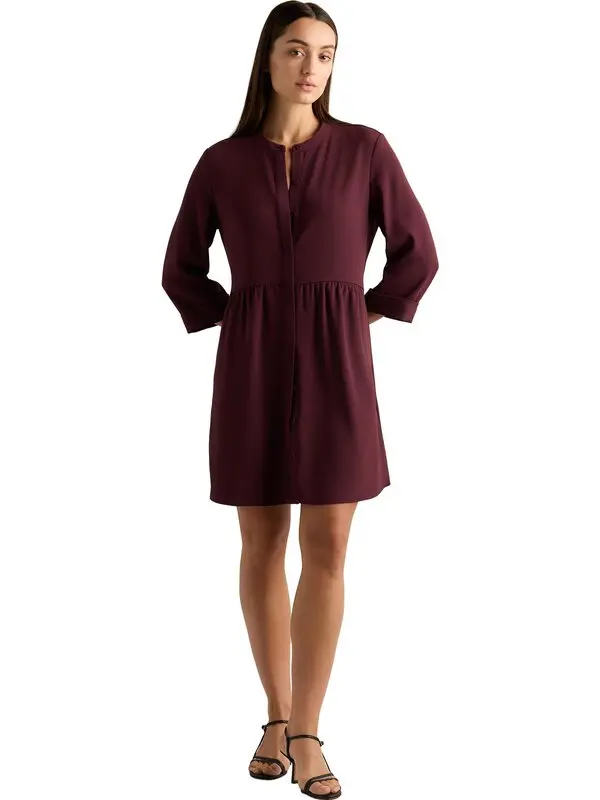 Quince Fluid Crepe Shirt Dress - Wine Tasting Red