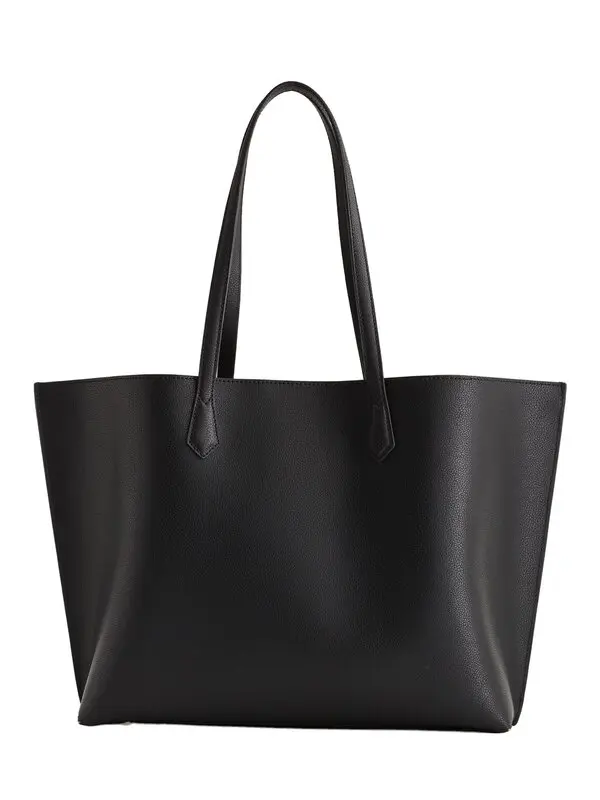 Quince Italian Leather Triple Compartment Shopper Tote - Black