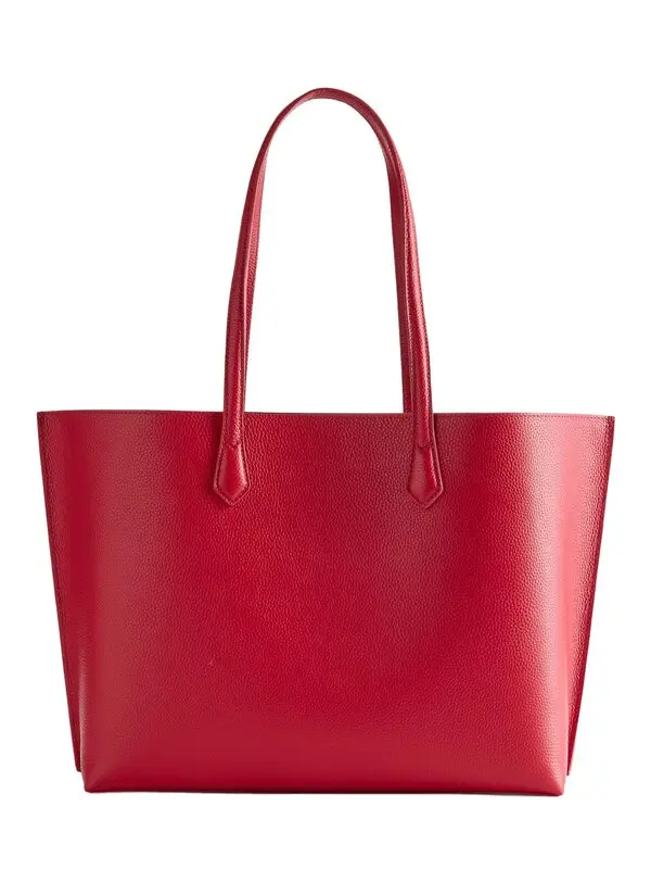 Quince Italian Leather Triple Compartment Shopper Tote - Ruby Red