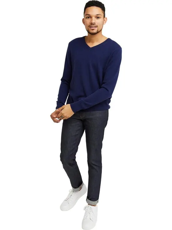 Quince Cashmere V-neck Sweater - Navy