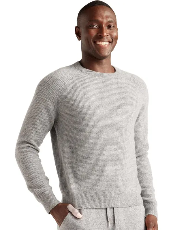 Quince Mongolian Spring Cashmere Waffle Sweatshirt - Heather Grey
