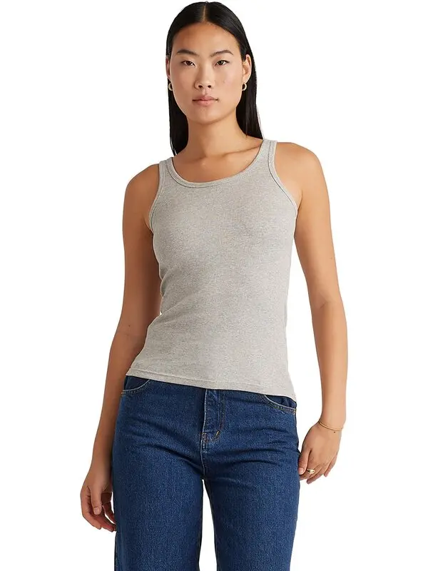 Quince Micro-rib Scoop Neck Tank Top - Heather Grey