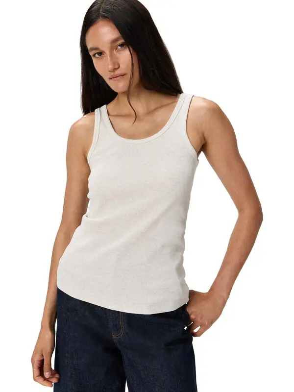 Quince Micro-rib Scoop Neck Tank Top - Heather Oatmeal