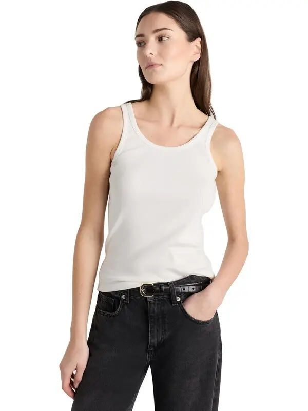 Quince Organic Cotton Micro-ribbed Tank Top - Soft White