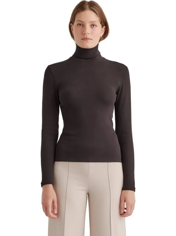 Quince Micro-rib Turtleneck Sweater - Black