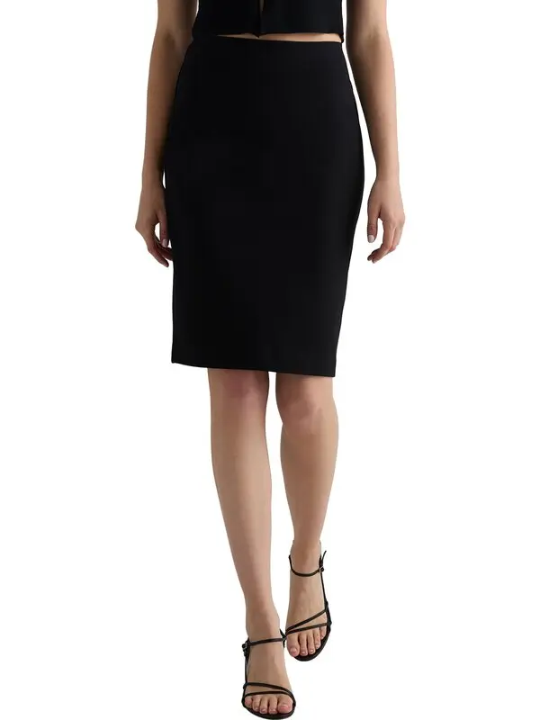 Quince Ultra-stretch Ponte Pencil Skirt - Black