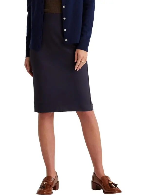 Quince Ultra-stretch Ponte Pencil Skirt - Navy