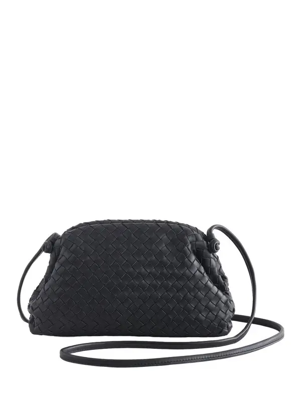 Quince Italian Leather Handwoven Pouch - Black