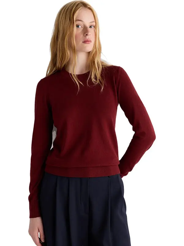 Quince Cotton Cashmere Sweater - Deep Brick Red