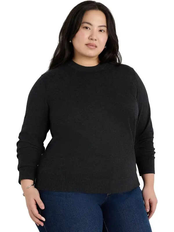 Quince Lightweight Cotton Cashmere Crewneck Sweater - Heather Charcoal