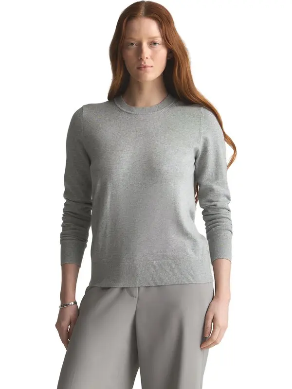 Quince Lightweight Cotton Cashmere Crewneck Sweater - Heather Grey