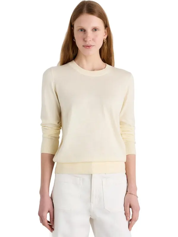 Quince Lightweight Cotton Cashmere Crewneck Sweater - Pale Custard Yellow