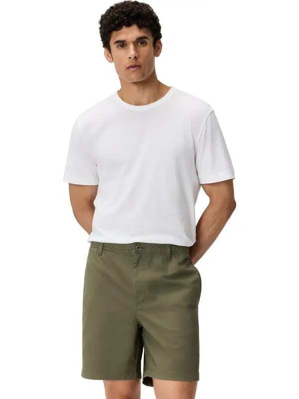 Quince Organic Stretch Cotton Pull On Chino Shorts - Faded Cargo Green