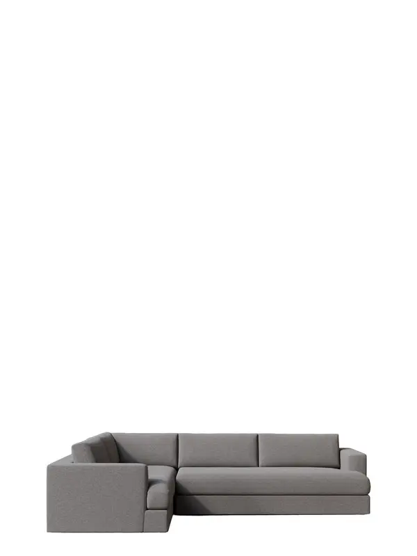 Quince Sierra Curved Arm L Sectional In Performance Basketweave - Ash