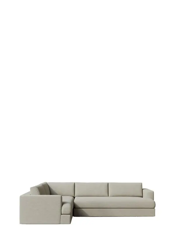 Quince Sierra Curved Arm L Sectional In Performance Basketweave - Flax