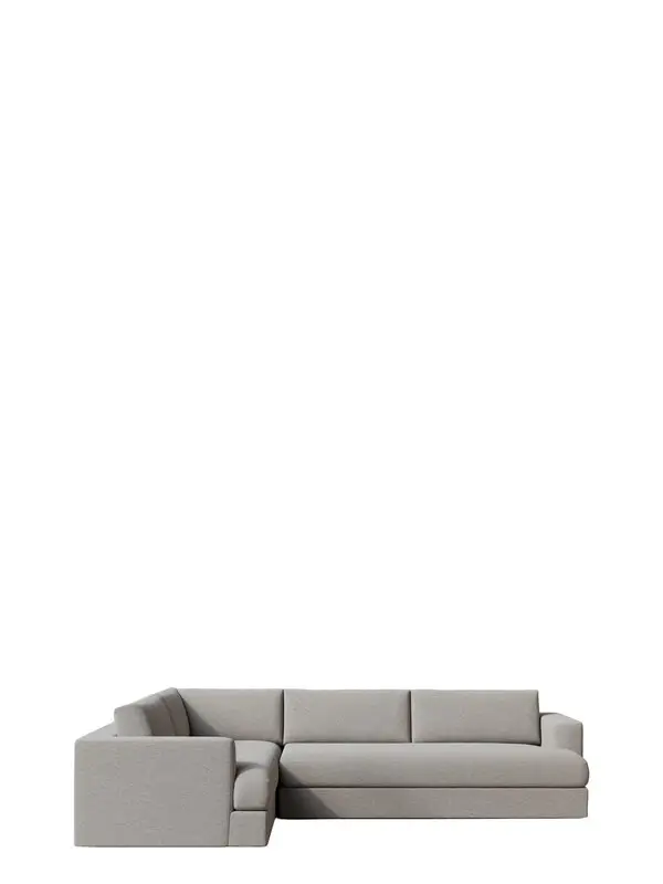 Quince Sierra Curved Arm L Sectional In Performance Basketweave - Fog