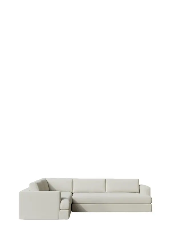 Quince Sierra Curved Arm L Sectional In Performance Basketweave - Ivory