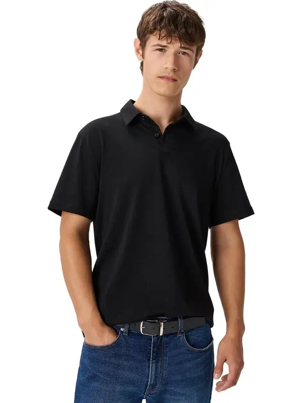 Quince Japanese Lotus Polo - Black