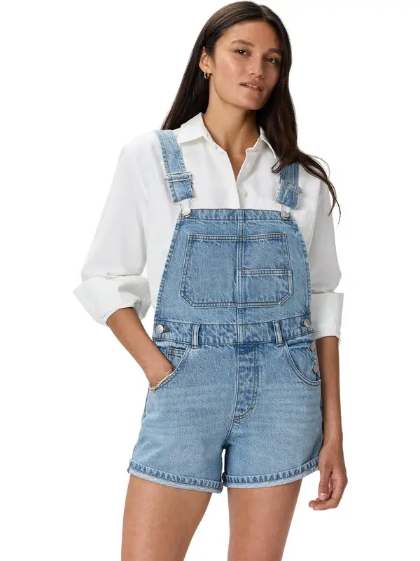 Quince Organic Denim Shortalls - Icey Blue