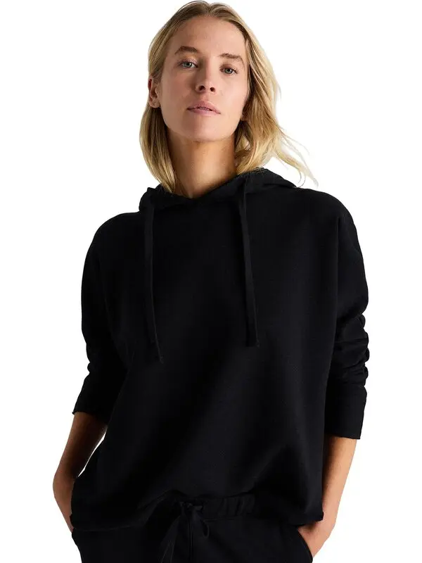 Quince Organic French Terry Hoodie - Bold Black
