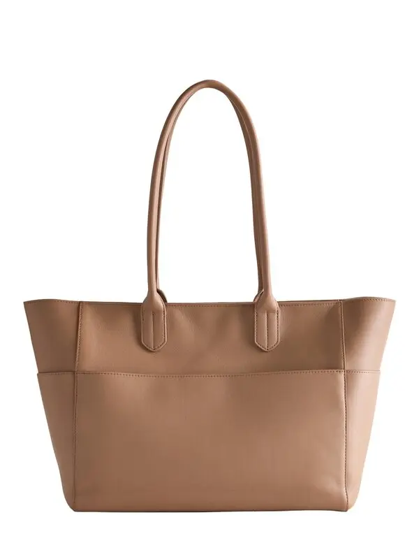 Quince Italian Leather Shopper Tote - Cappuccino