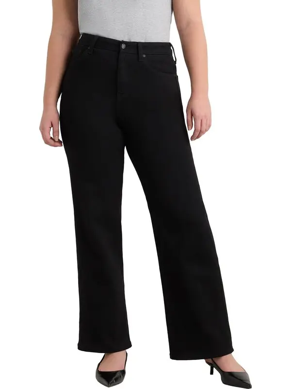Quince Curvy Bella Stretch Wide Leg Jeans - Black