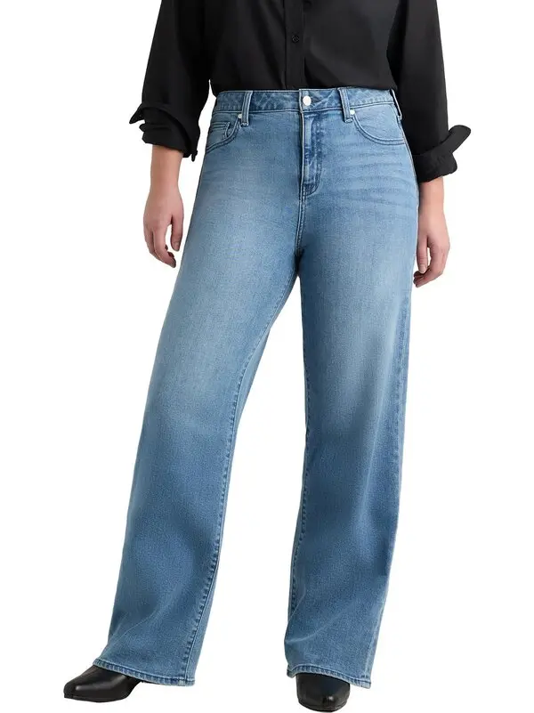 Quince Curvy Bella Stretch Wide Leg Jeans - Seaside Blue
