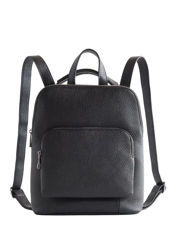 Quince Italian Leather Mini Convertible Backpack - Black
