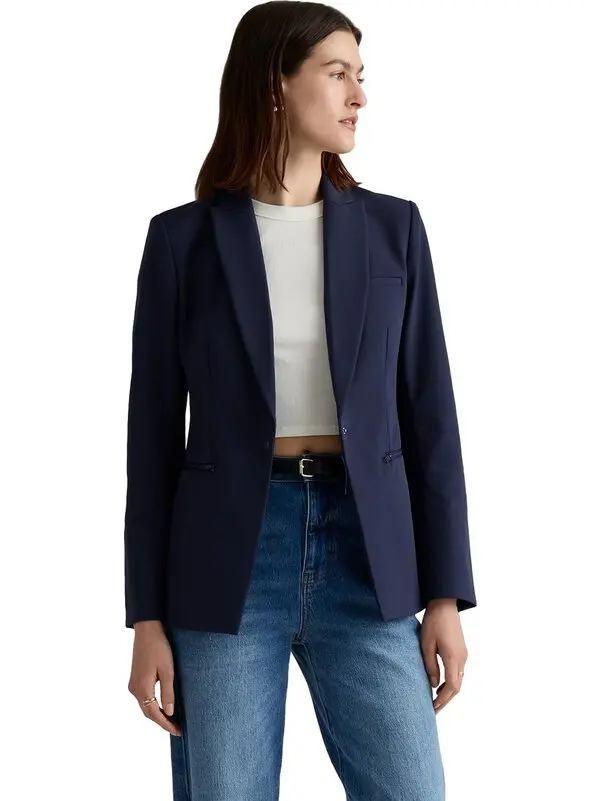 Quince Convertible Single-breasted Scuba Blazer - Deep Navy