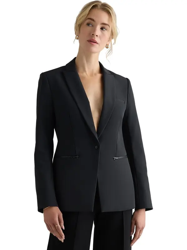 Quince Convertible Single-breasted Scuba Blazer - True Black